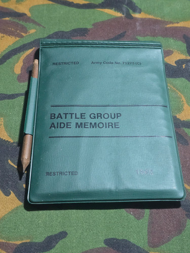British Army "Battle Group Aide Memoire" in a green, pocket-sized ...