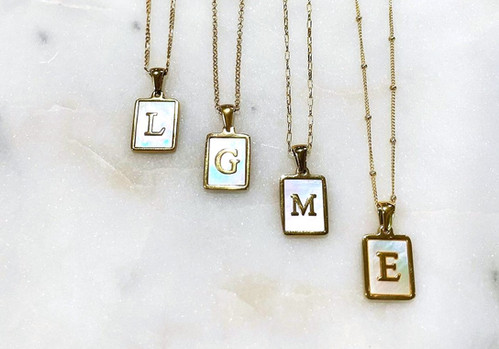 Mother of Pearl Initial Necklace | Good Juju Beads