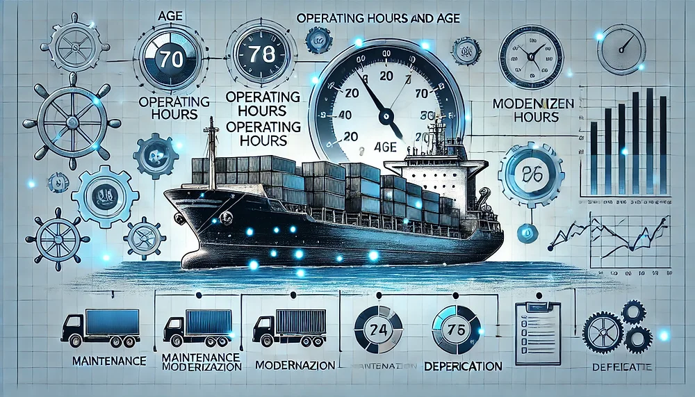 Operating hours and age affect on ship values