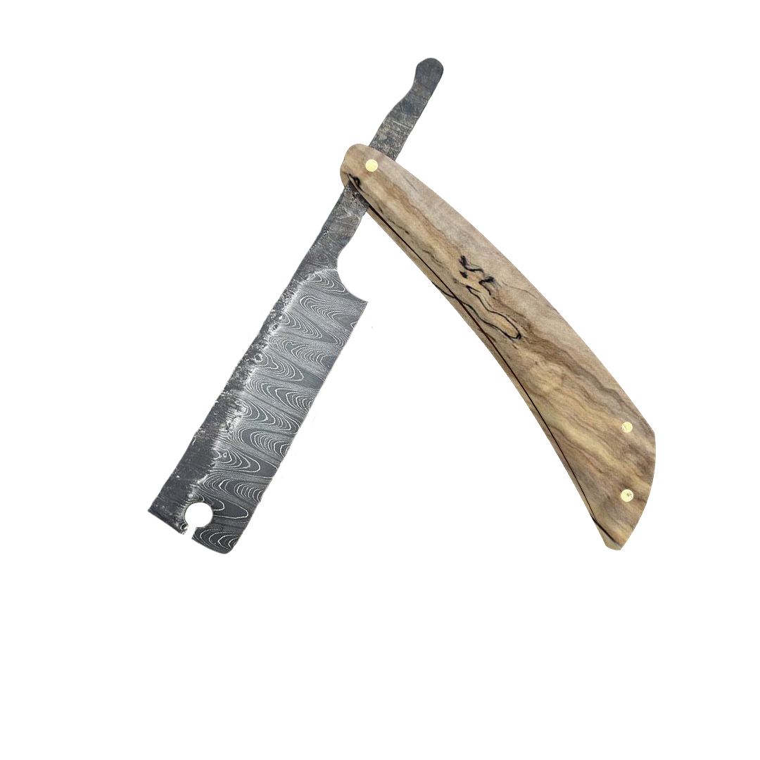 Damascus Straight Razor in Maple