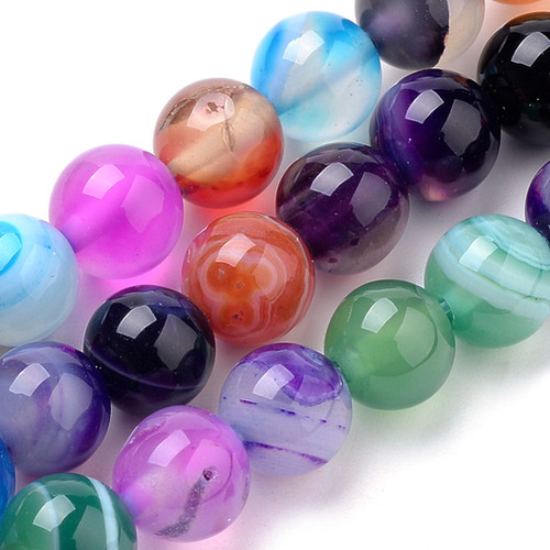 10 mm Natural Striped/Banded Agate - Dyed, Mixed Color | Oils and Beads