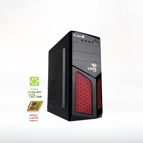 ATX CASE (NP) CUBIC LAVA (BLACK/RED) | Aclick