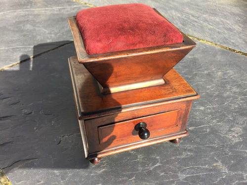 An Antique Pin Cushion Box With Drawer | treenantiquesdevon