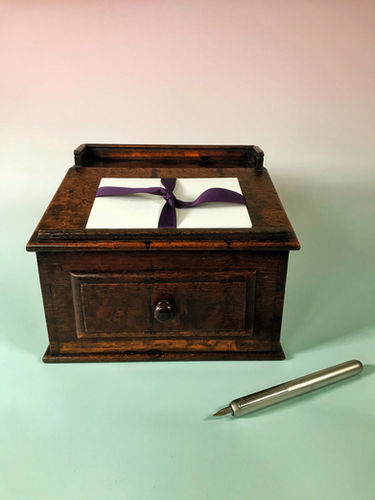 Antique Oak Writing Box - Small Proportions | treenantiquesdevon