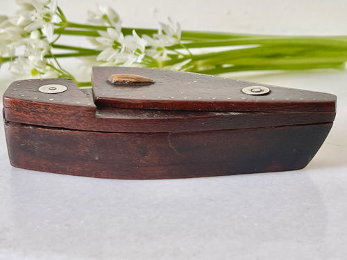 Antique Treen Puzzle Snuff Box - coffin shaped | treenantiquesdevon