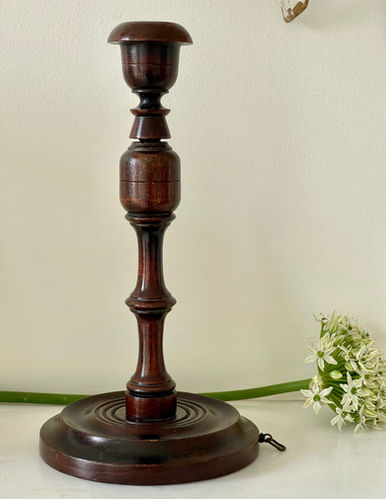 A Rare Walnut Campaign Candlestick - versatile as it can be used as a ...