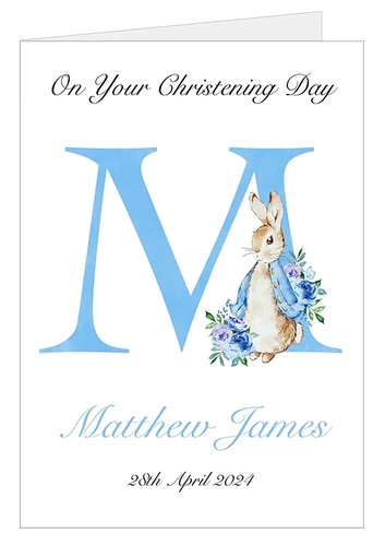 Christening Card | Baptism | Rabbit | Floral | letterboxprint