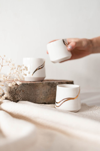 Gold River Porcelain Espresso Cups Handmade in Michigan | niikcreative