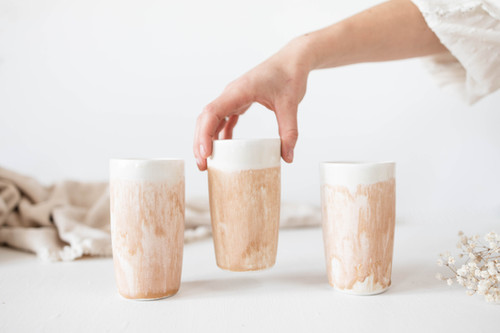Beachware Handmade Ceramic Glass Creamy White Cup | niikcreative