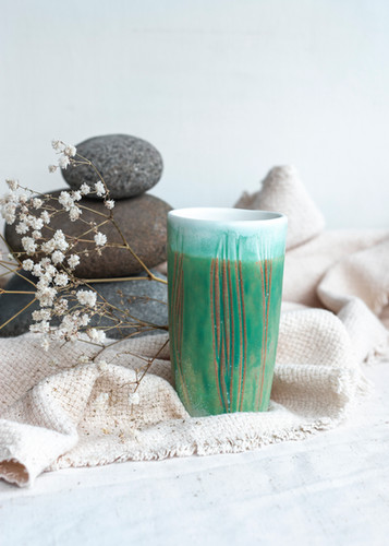 Deep Forest Handmade Carved Ceramic Cup | niikcreative