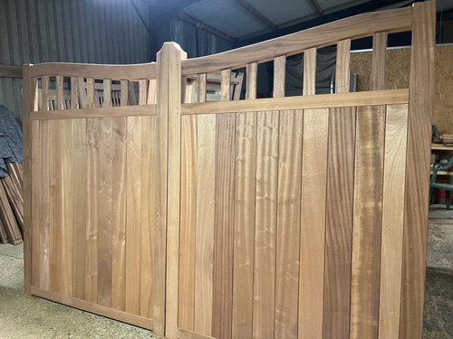 Hardwood Driveway Gates In 70mm Iroko. The Angel Gate. | Gates Near Me