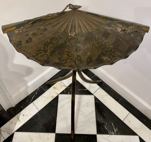 Antique Very Unusual and Rare Art Nouveau Mixed Metal Fan Shaped Table ...