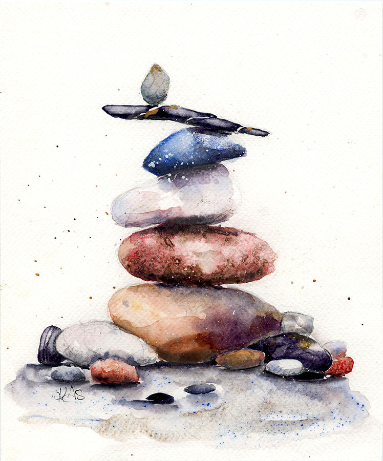 How to paint watercolour pebbles