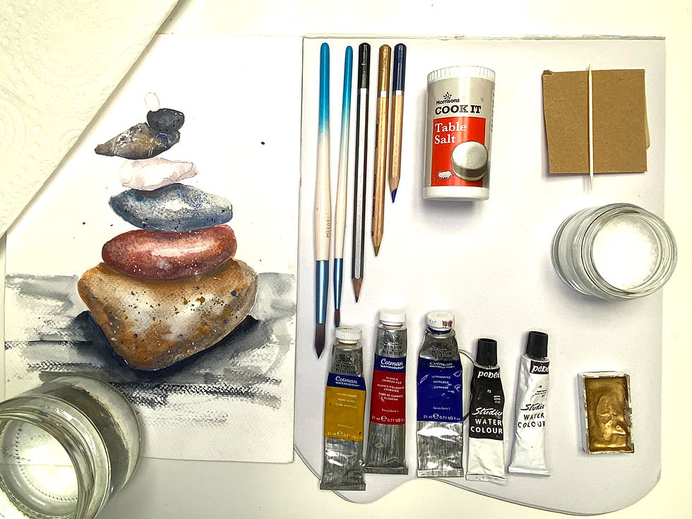 How to paint watercolour pebbles