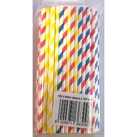 B&S Coloured Paper Straws (100X6mmX197mm) | B&S Agencies