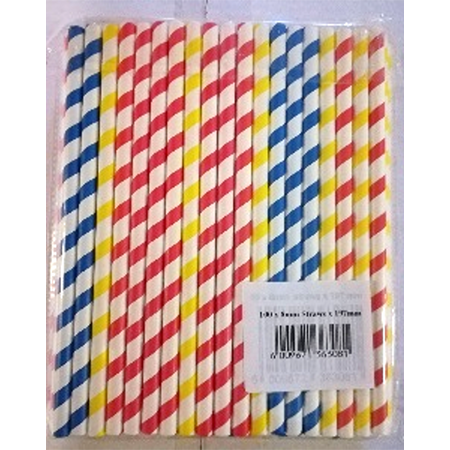 B&S Coloured Paper Straws (100X8mmX197mm) | B&S Agencies
