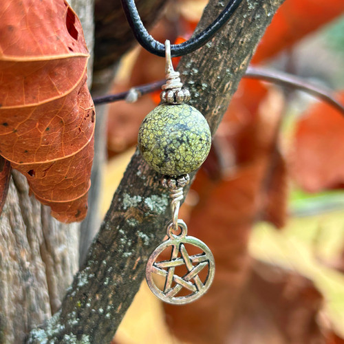 Serpentine Pentacle Grounding Earth Element Necklace | Wicked Stones