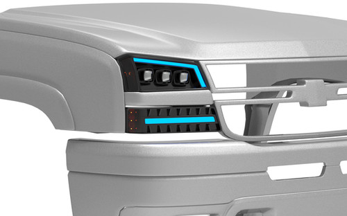 Headlights Alpha Rex LED DRL Chevrolet Silverado Cateye 2003-2006 3D ...