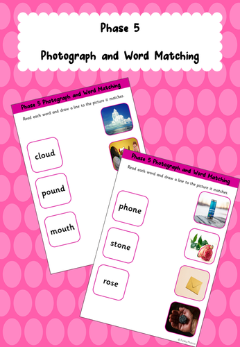 Phase 5 Photograph and Word Matching Worksheets | FunkyPhonics