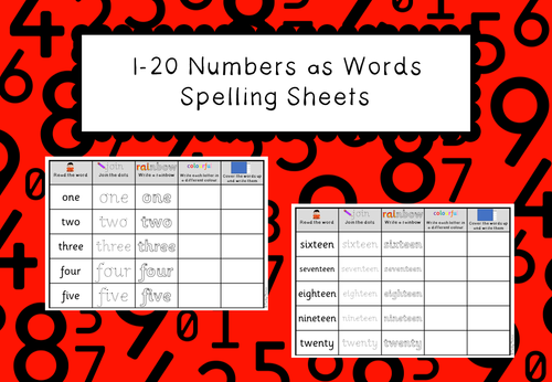 Numbers as Words 1- 20 Spelling Sheets | FunkyPhonics
