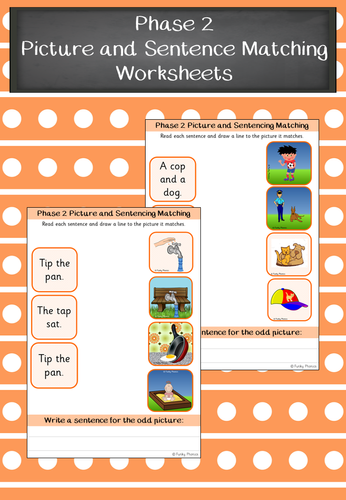 Phase 2 Picture and Sentence Matching Worksheets | FunkyPhonics