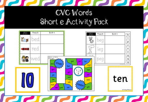 CVC Words - short e activity pack | FunkyPhonics