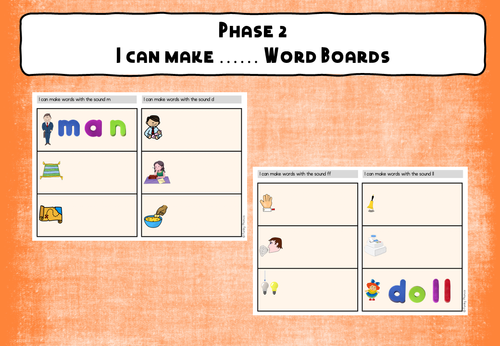 Phase 2- I can make ... Word Boards | FunkyPhonics