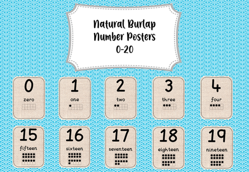 Burlap Number Posters 0-20 | FunkyPhonics