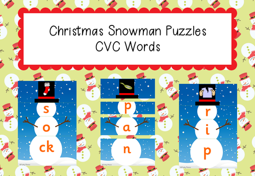Christmas Themed - CVC Snowmen Puzzles