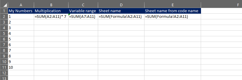 How to write excel formulas from VBA? //Formula, FormulaR1C1//