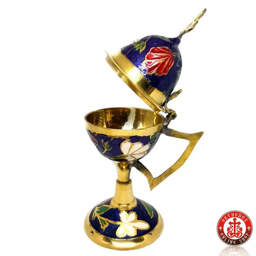 Home Orthodox Traditional Censer Brass 13cm Blue Enamel | Orthodox ...
