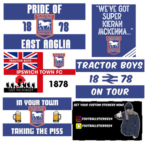 Ipswich Town Bundle (Pack of 25,50,100) | Football Stickers