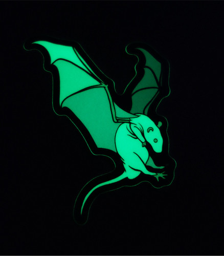 GLOW IN THE DARK VINYL STICKER, Rats With Wings | Art By Kahla