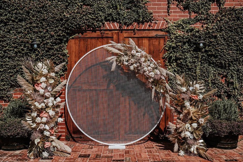 White Circle Mesh Backdrop | Bentley and Bobbi