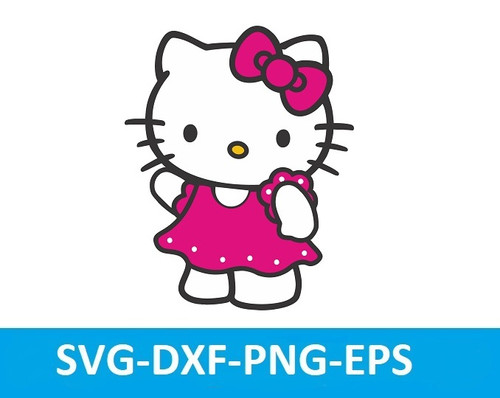 Hello kitty in dress and bow svg png eps dxf | Onered