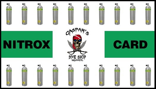 Scuba Tank NITROX Fill Card - 20 Fills | Gaspar's Dive Shop