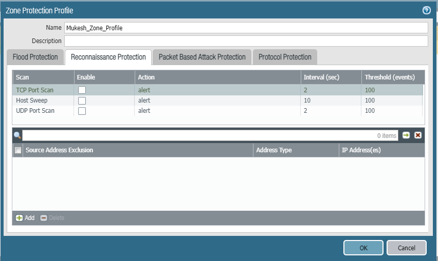 PA ZONE PROTECTION PROFILE & Sub Interface