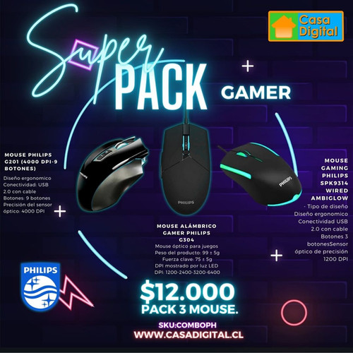 Oferta Gamer Philips Mouse Gamer/G201/ G304/ G314 | Casa Digital