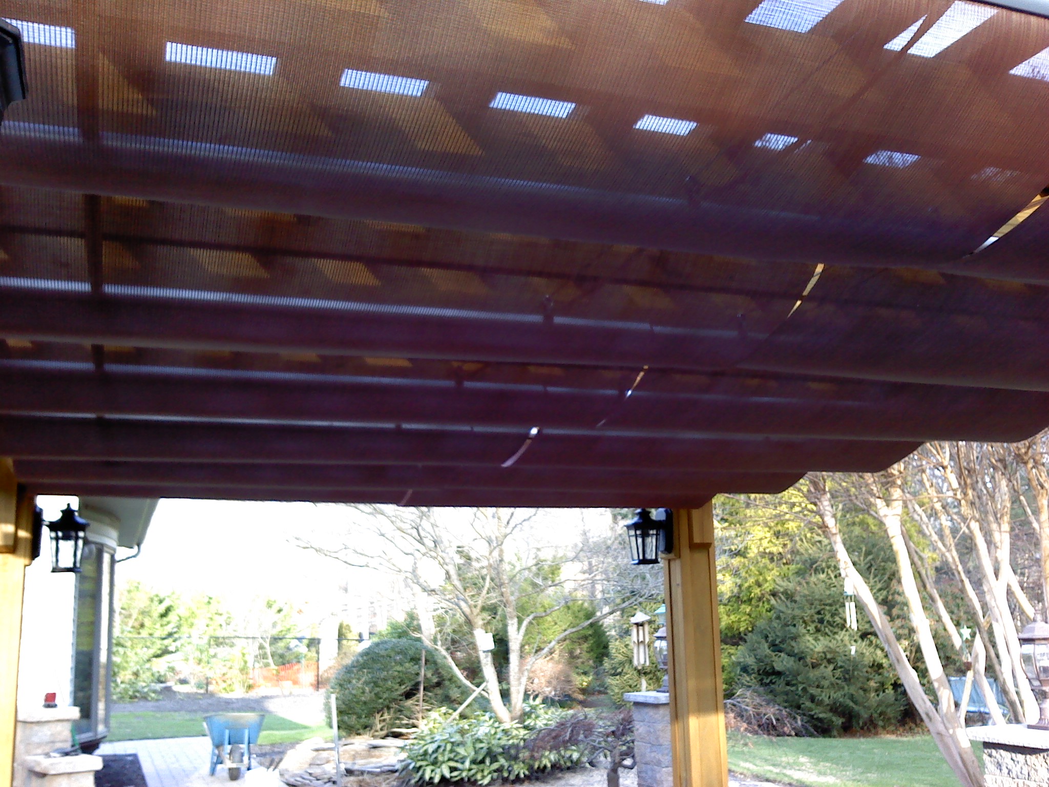 Infinity Canopy featured in Phifertex Plus Mesh Dupione Spice