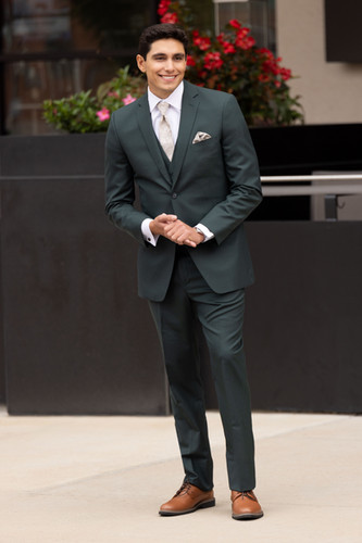 Ike Behar Hunter Green Suit | celebritytuxandtails