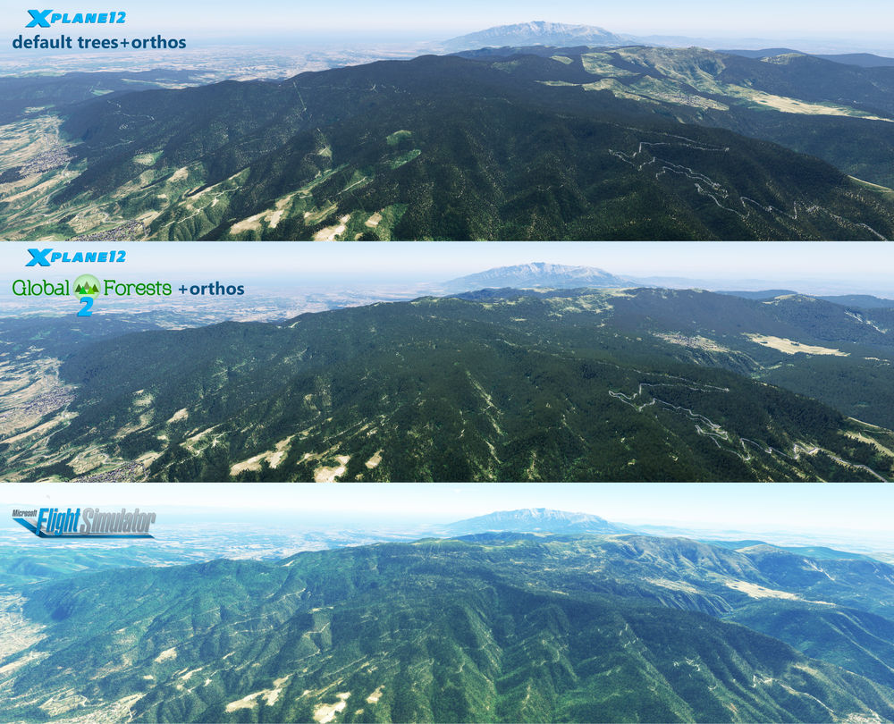 Upcoming Global Forests v2.1 vs Default trees vs MSFS | Global Forests