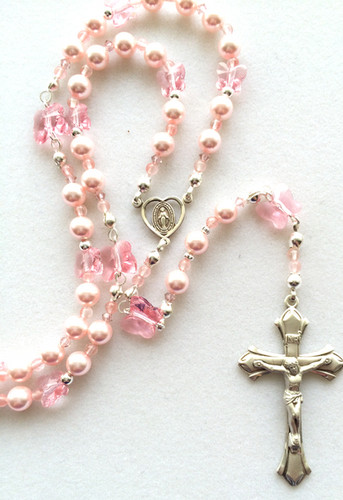 Swarovski Pearl and Crystal Butterfly Rosary | athey-rosaries