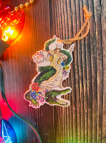 Mardi Gras Queen on Gator Ornament | 504 Funk