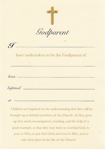 Godparent Certificate Cream | St Peter's Bookroom