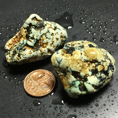 Morning Glory Spiderweb Variscite Rough | Esmeralda Turquoise