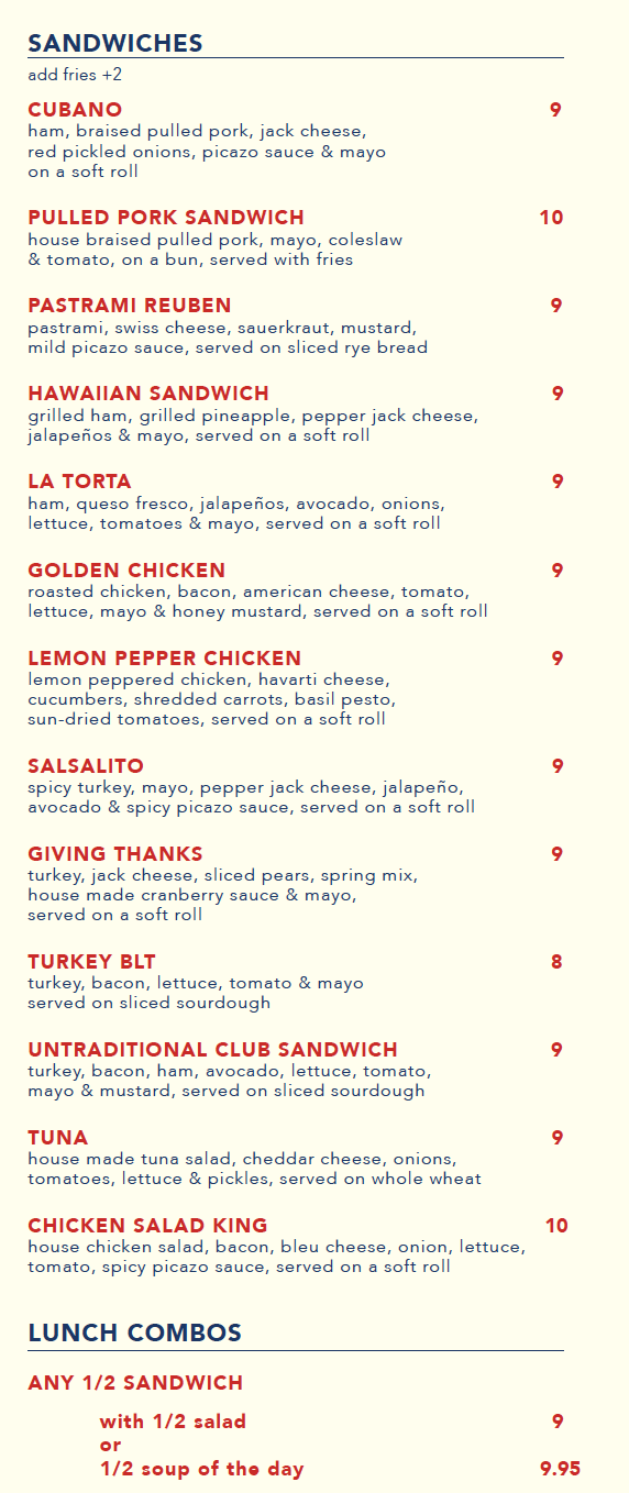 PICAZO CAFE | SONOMA, CA | MENU