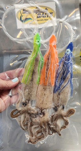 3pk Mono Rigged Squid | Sea Spook Baits