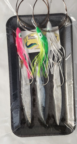 3pk Rigged (WIRE) Bonito Strips | Sea Spook Baits
