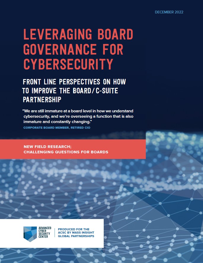 ACSC Announces its Newest Report on Board Governance For Cybersecurity