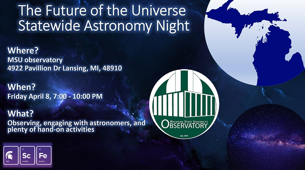 Statewide Astronomy Night at MSU Observatory! April 8th